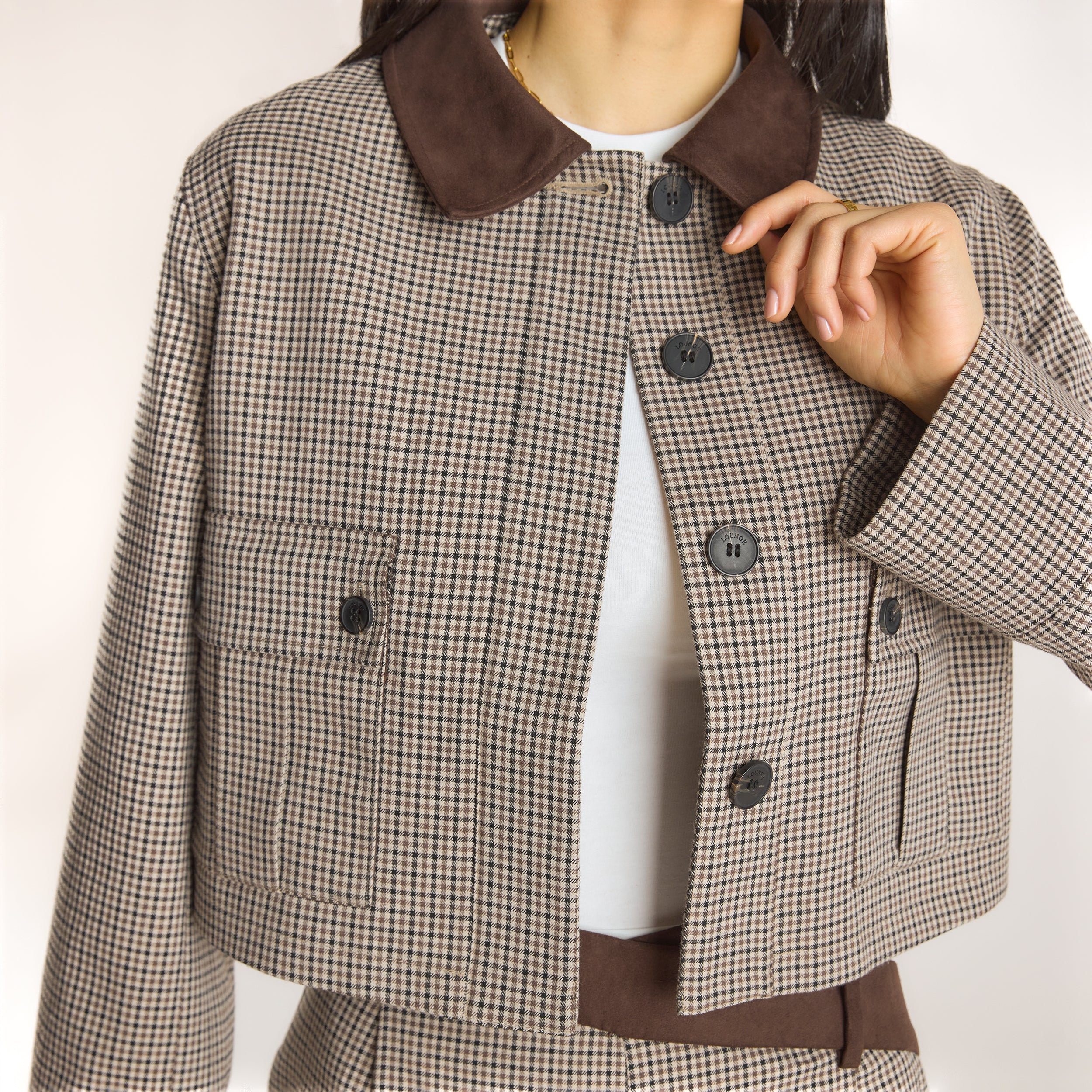 Houndstooth Jacket - Brown