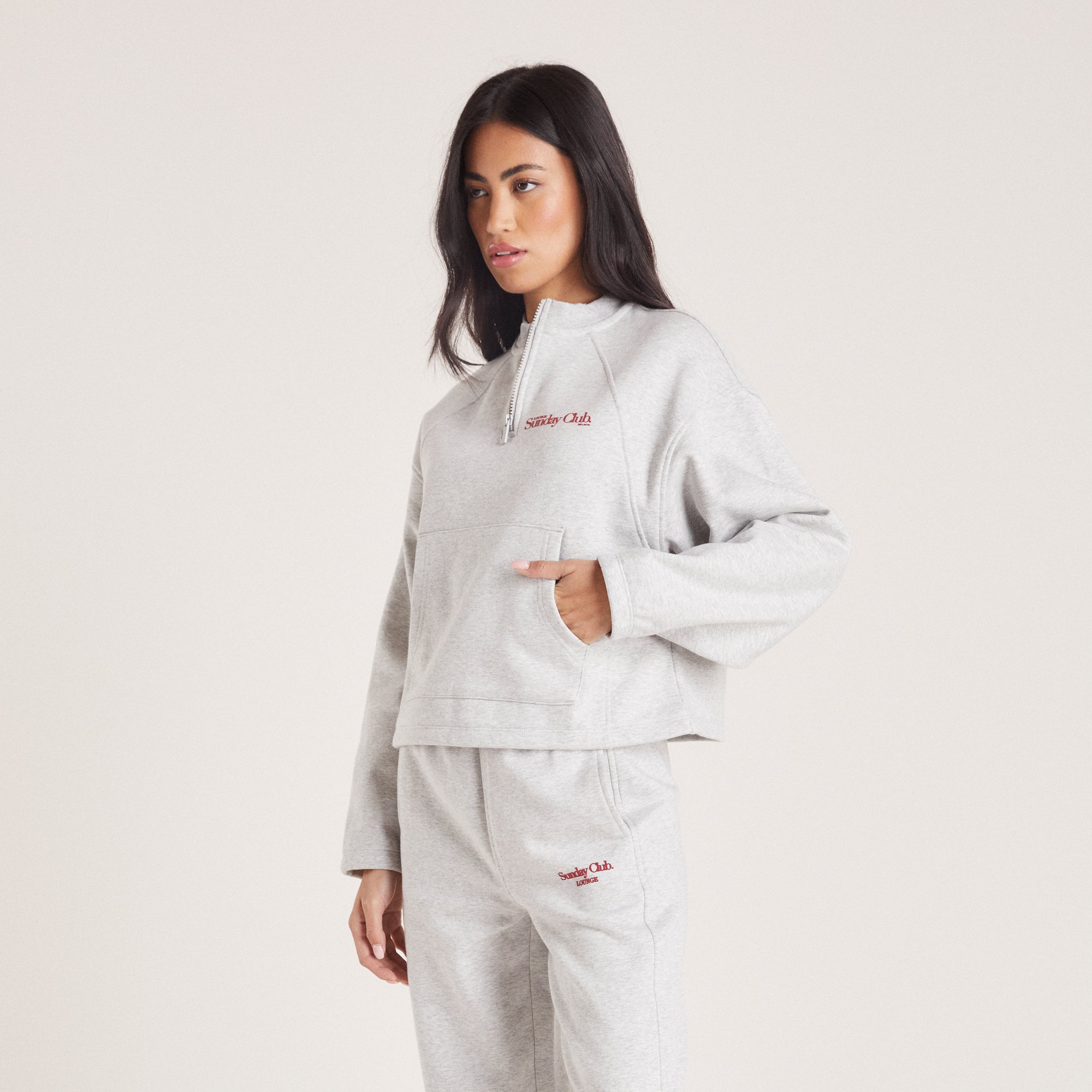 Quarter Zip Sweater - Grey Marl